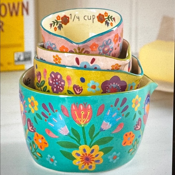 NATURAL LIFE | Kitchen | Natural Life Ceramic Nesting Floral Measuring ...